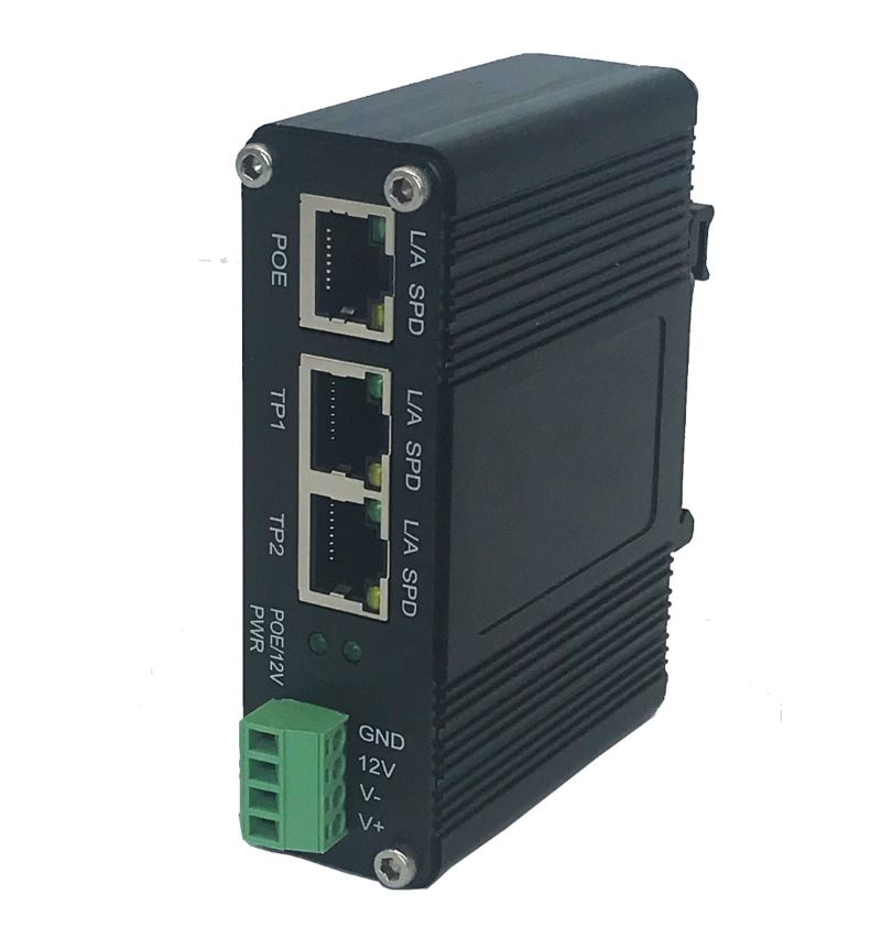 Industriell PoE-splitter med 2-portars switchfunktion - Direktronik AB